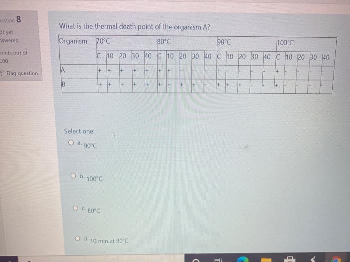 Solved Jestion 8 ot yet swered What is the thermal death | Chegg.com Solved Jestion 8 ot yet swered What is the thermal death | Chegg.com