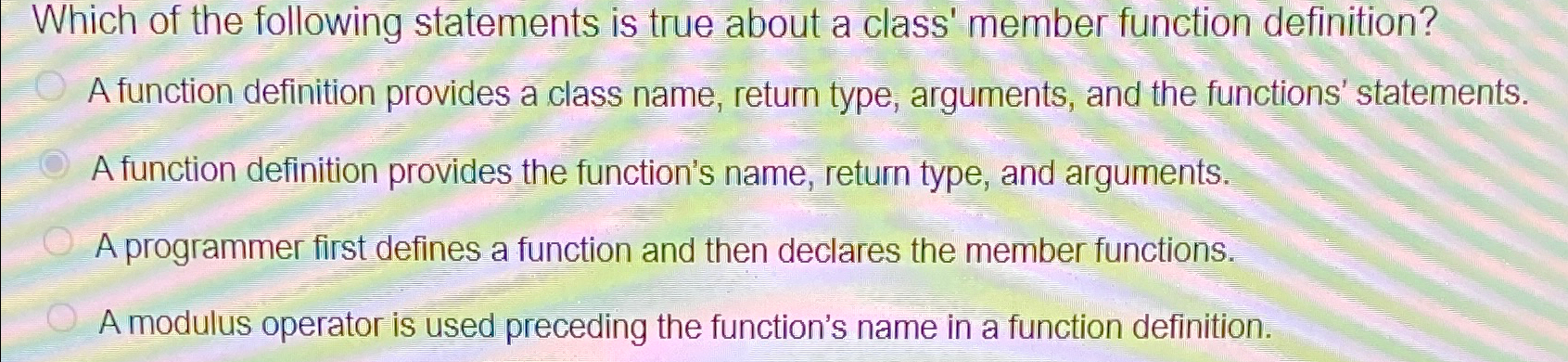 Solved Which of the following statements is true about a | Chegg.com
