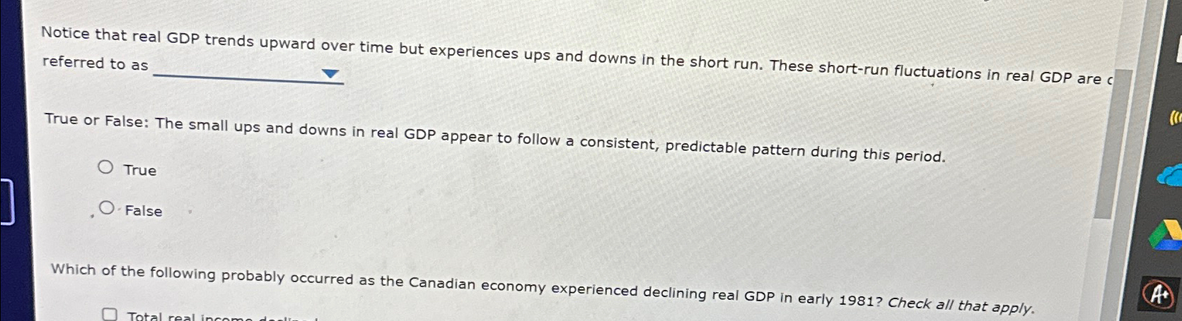 Solved Notice that real GDP trends upward over time but | Chegg.com