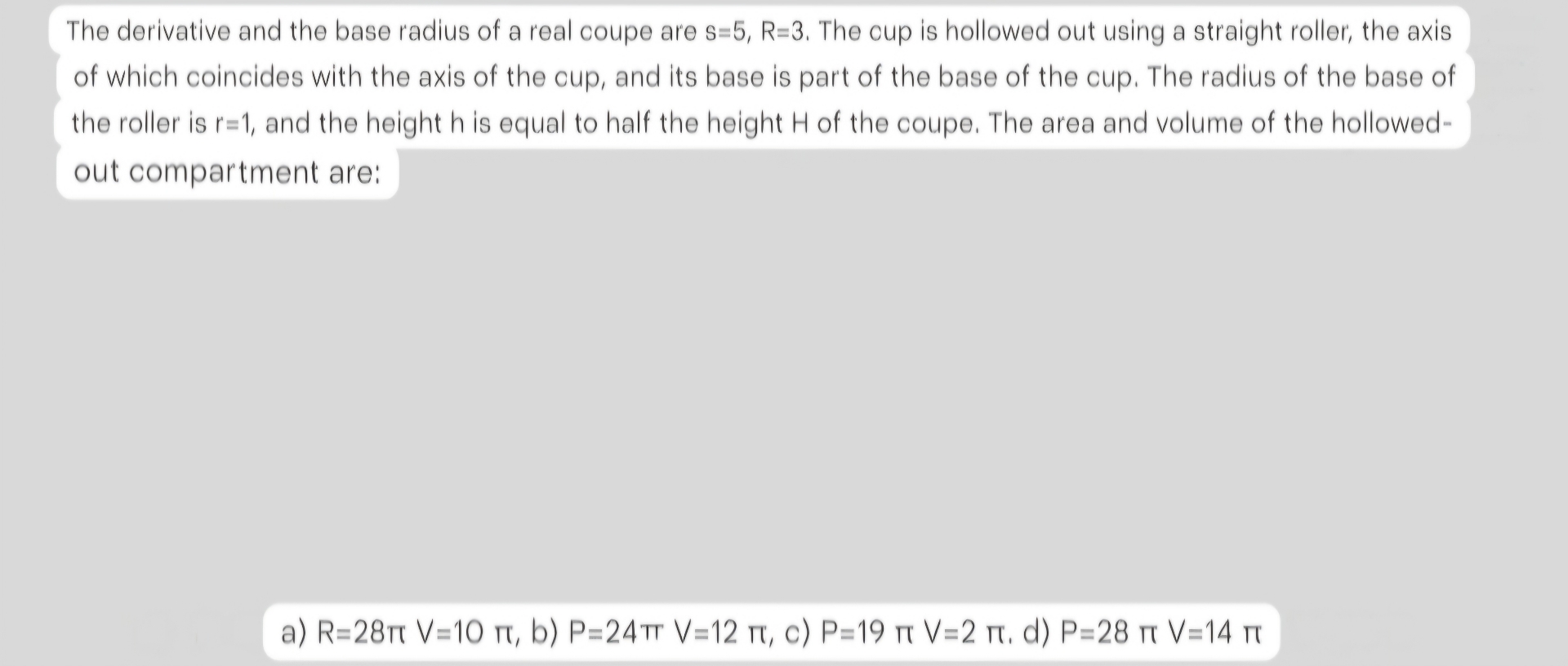 The derivative and the base radius of a real coupe | Chegg.com