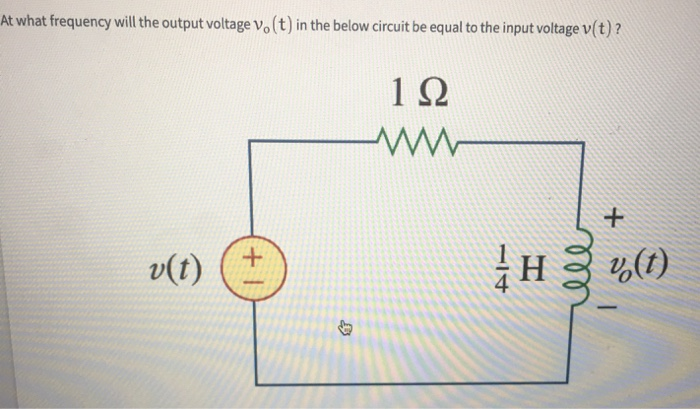 Solved At what frequency will the output voltage v. (t) in | Chegg.com