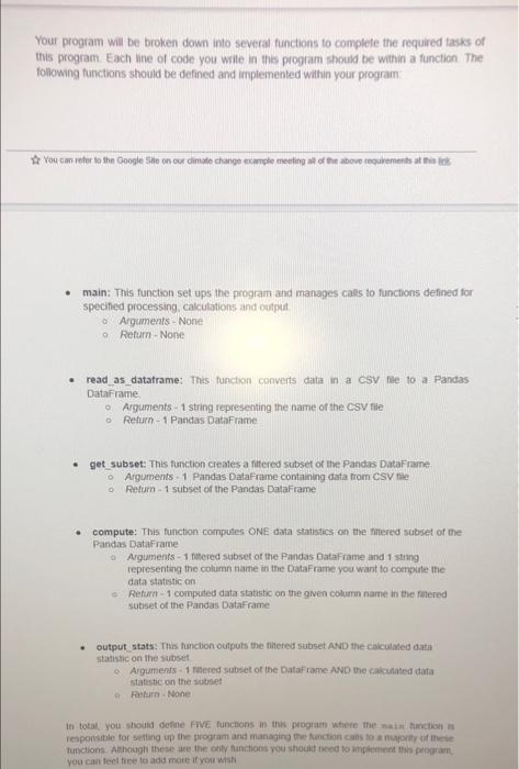 Solved a modularized python program that reads a dataset | Chegg.com