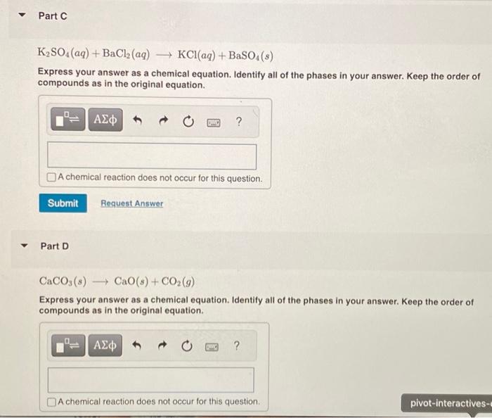 Solved balance each kf the following equations part A - part | Chegg.com