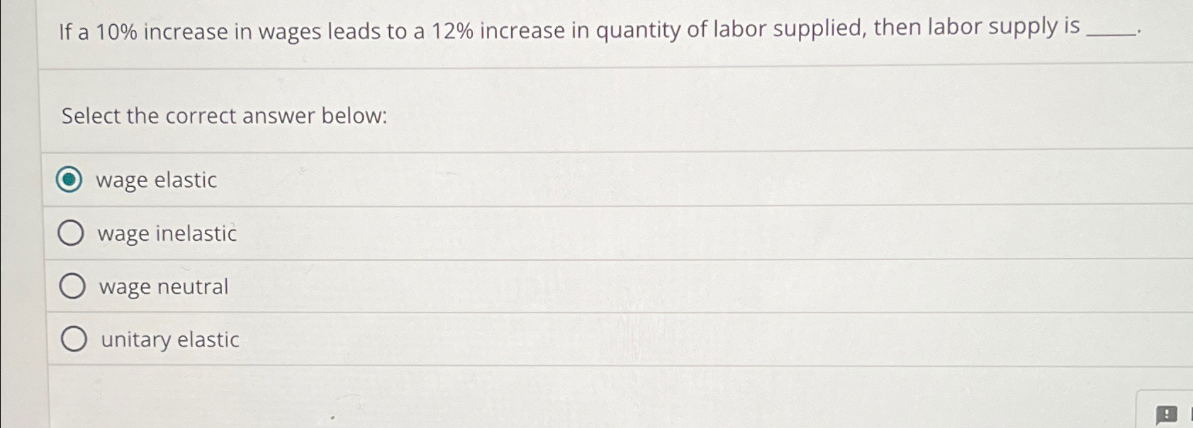 Solved If a 10% ﻿increase in wages leads to a 12% ﻿increase | Chegg.com