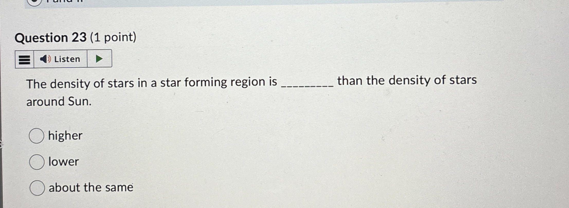 Solved Question 23 (1 ﻿point)The density of stars in a star | Chegg.com