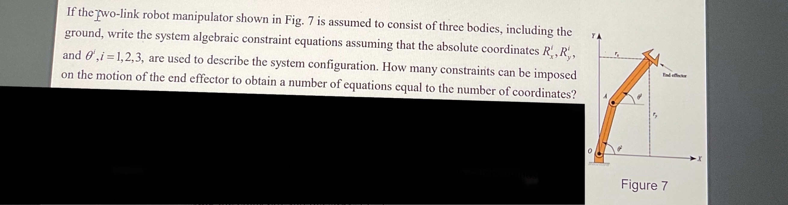 Solved If the Jwo-link robot manipulator shown in Fig. 7 ﻿is | Chegg.com