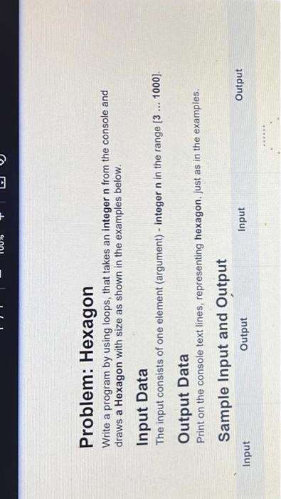 Solved Problem: Hexagon Write a program by using loops, that | Chegg.com