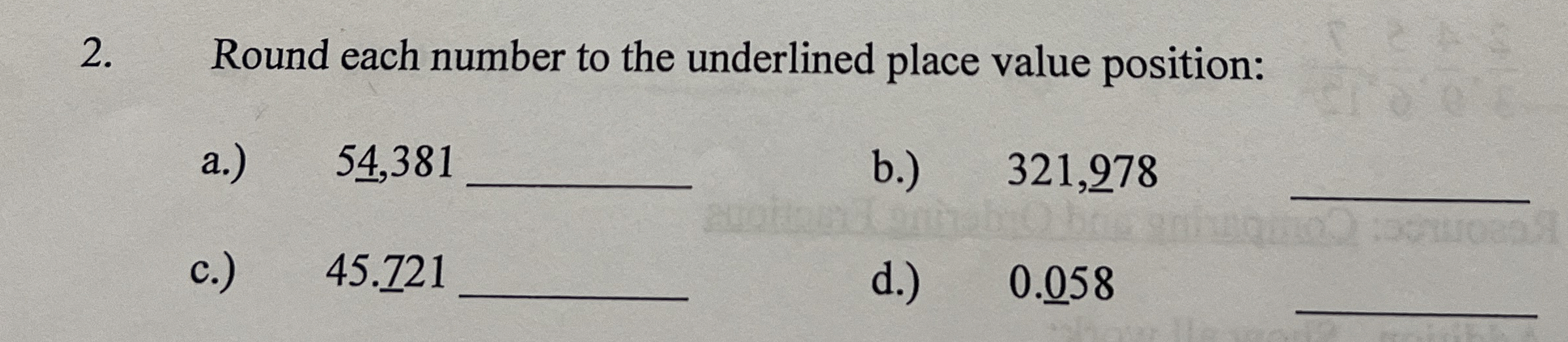 Solved Round each number to the underlined place value | Chegg.com