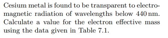 Cesium metal is found to be transparent to | Chegg.com