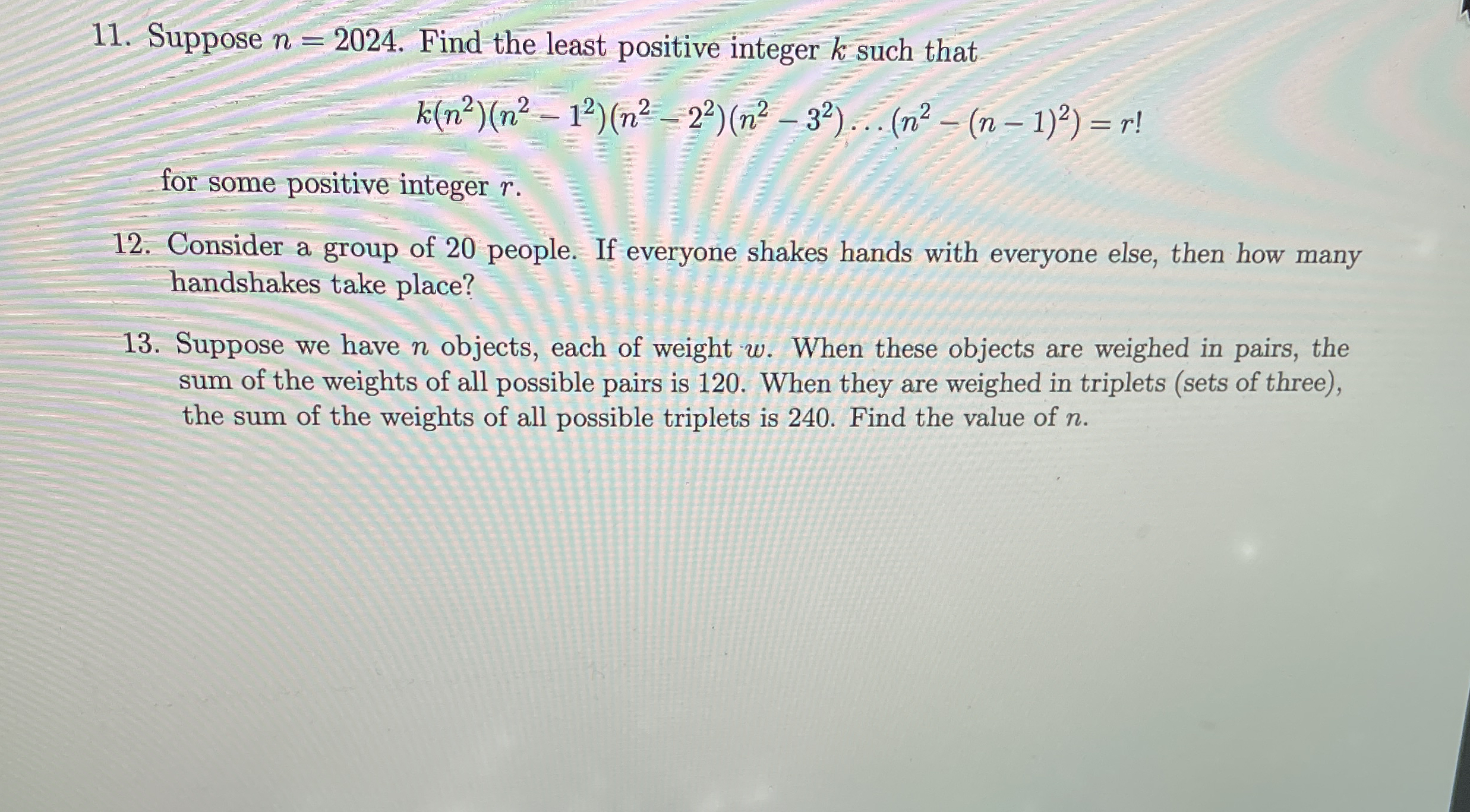 Solved Suppose n=2024. ﻿Find the least positive integer k | Chegg.com