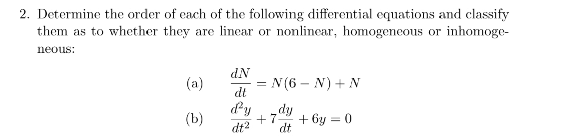 Solved Determine the order of each of the following | Chegg.com