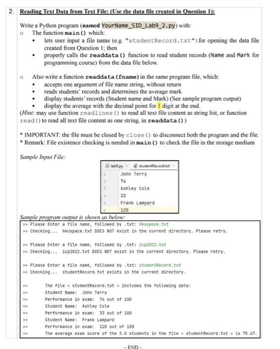 Solved Reading Text Data from Text File: (Use the data file | Chegg.com