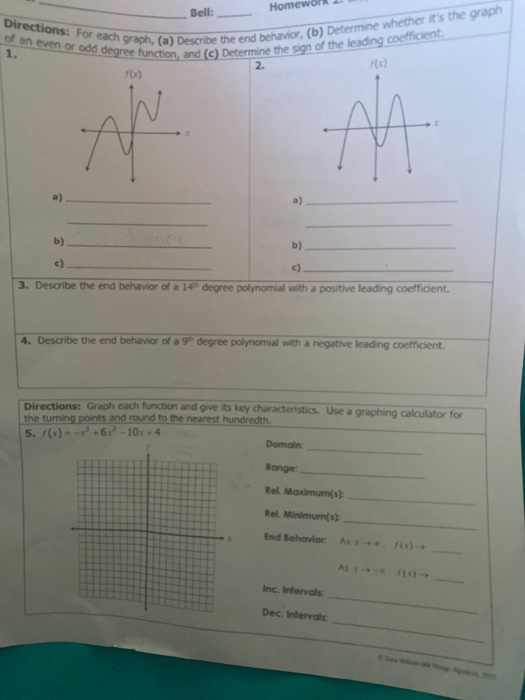 of an even or odd degree function, and (c) Determine | Chegg.com