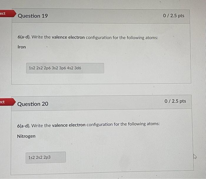 Solved 6(a-d). Write the valence electron configuration for | Chegg.com