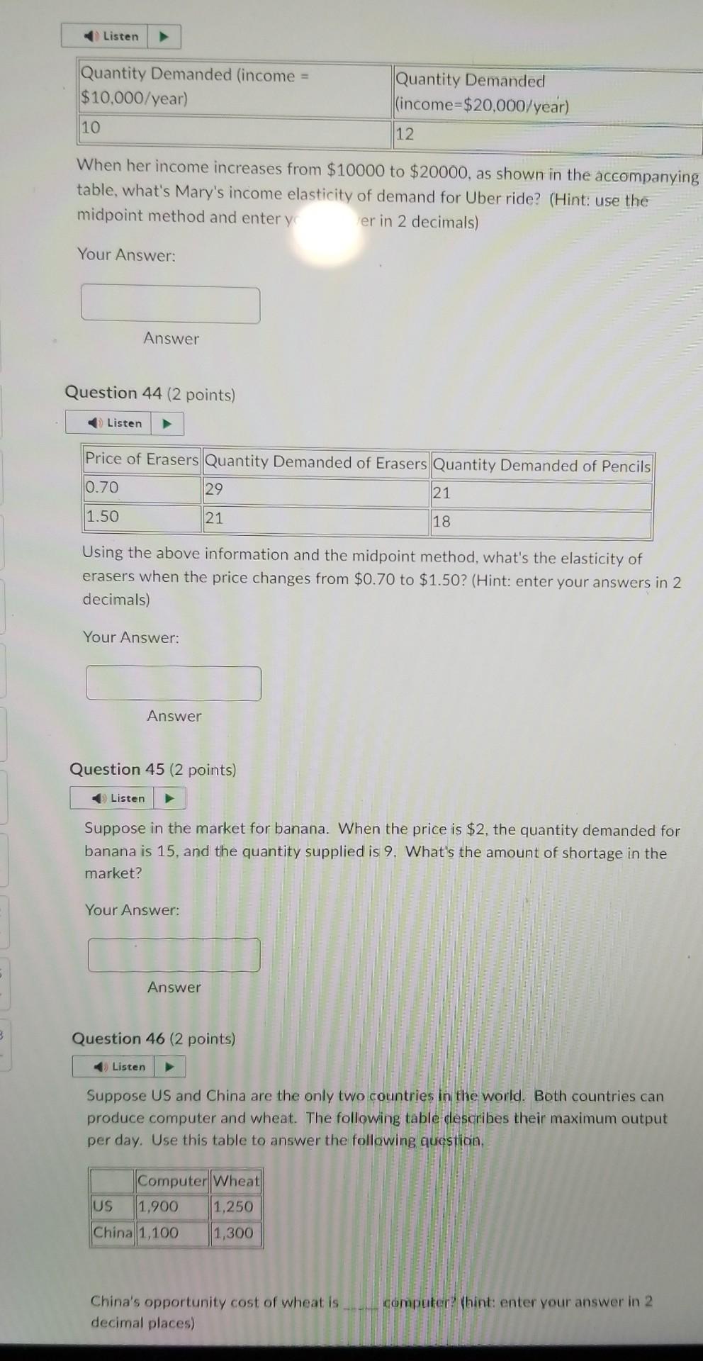 Solved When her income increases from $10000 to $20000, as | Chegg.com