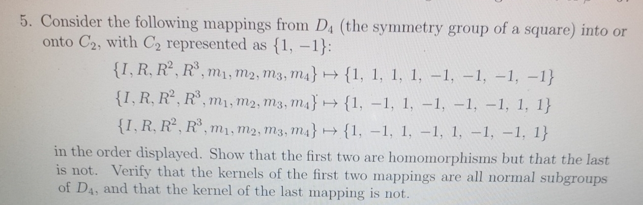 Solved Consider the following mappings from D4 (the symmetry | Chegg.com