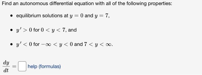 Solved Find an autonomous differential equation with all of | Chegg.com