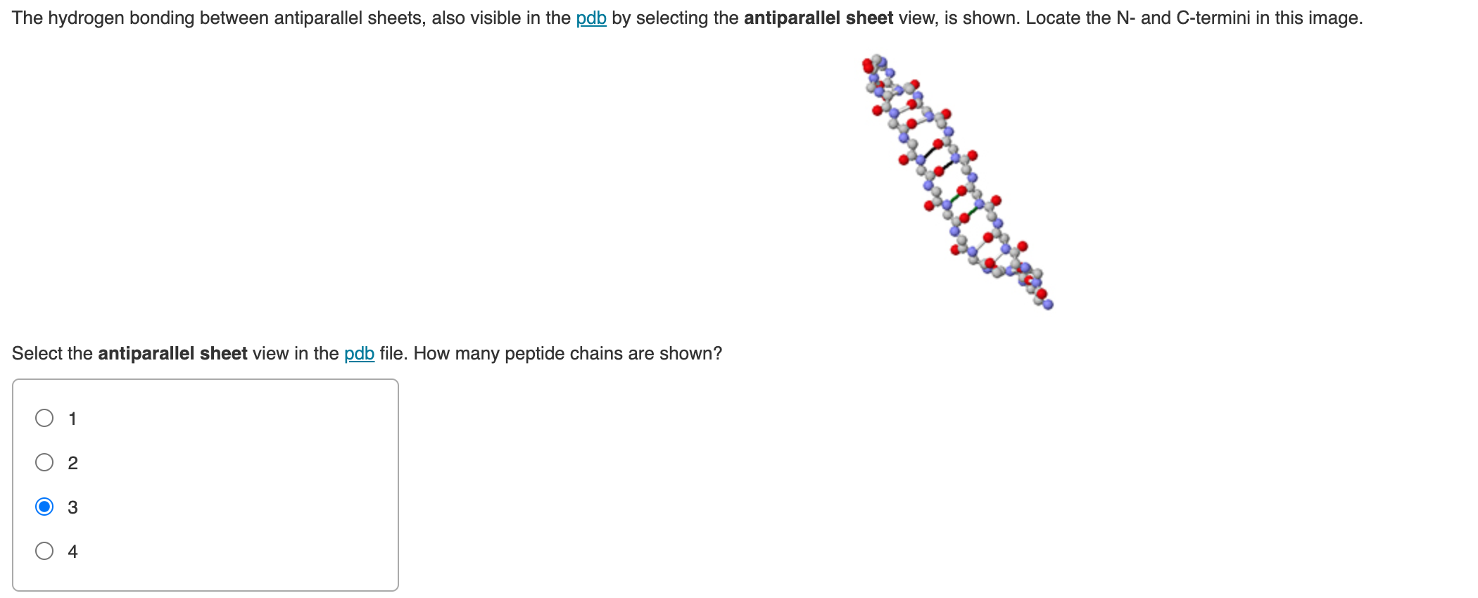 Solved Select the antiparallel sheet view in the pdb file. | Chegg.com