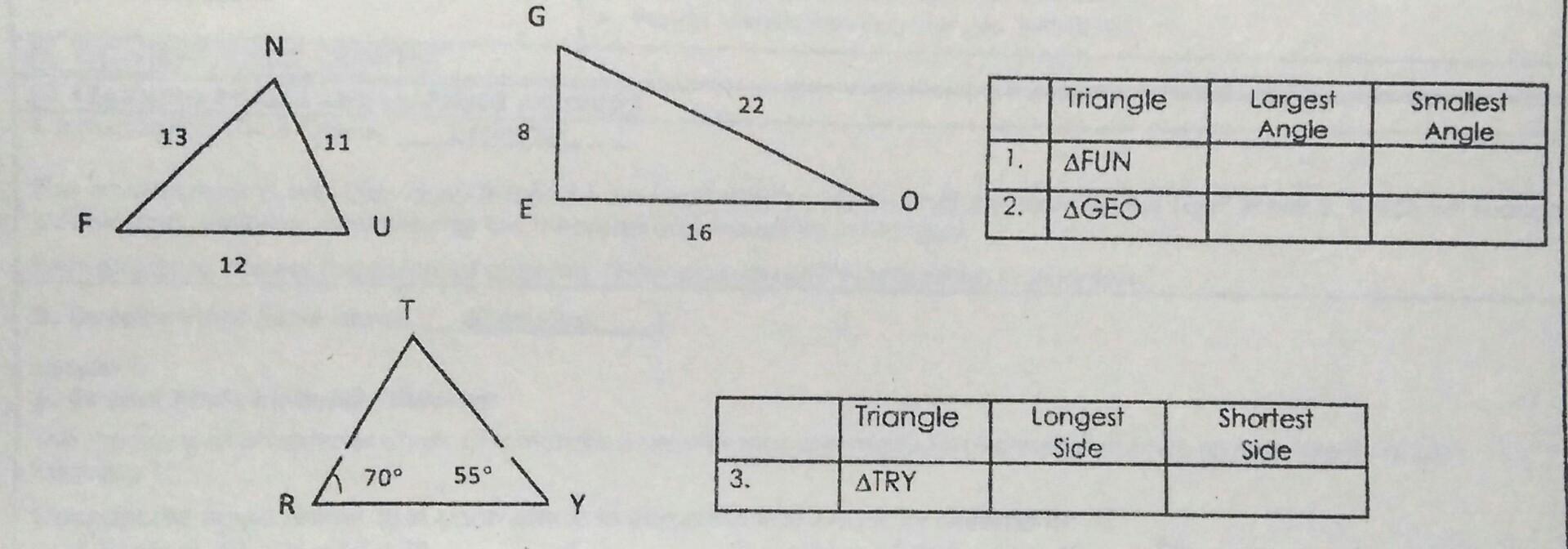 Solved G N 22 Triangle Largest Angle Smallest Angle 13 8 11 | Chegg.com