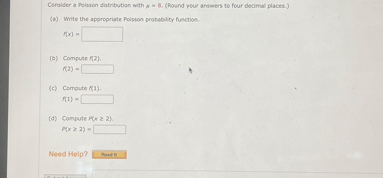 Consider a Poisson distribution with μ=8. (Round your | Chegg.com