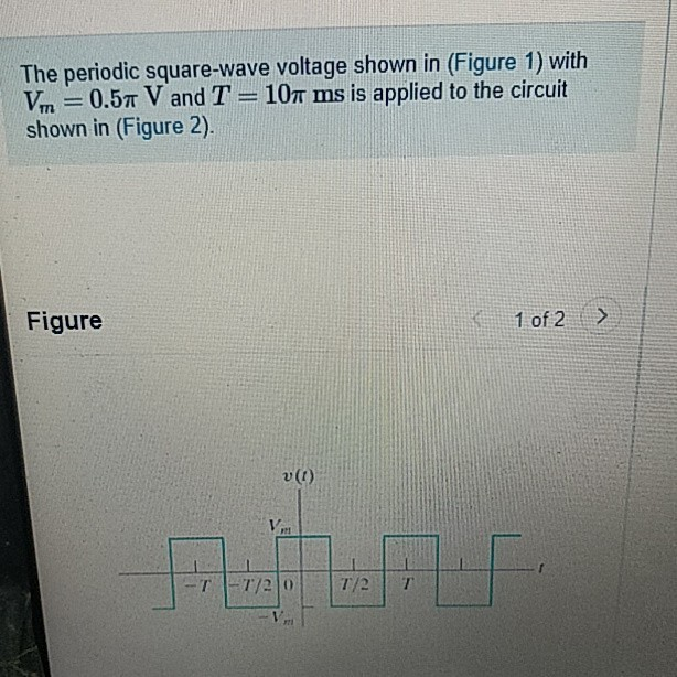 Solved The periodic square-wave voltage shown in (Figure 1) | Chegg.com