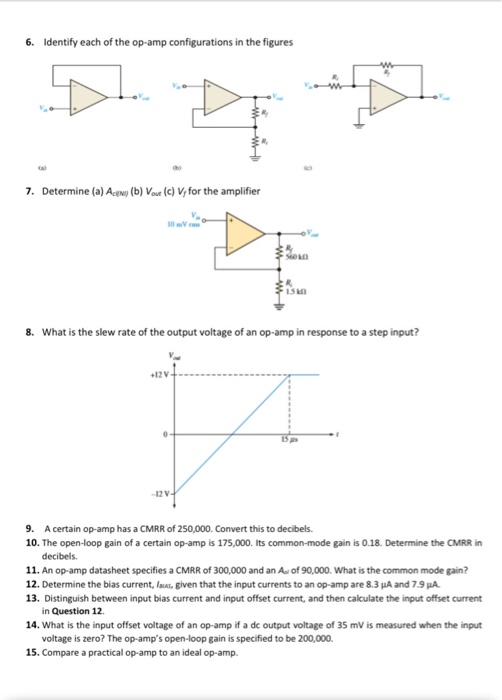 Solved 6. Identify each of the op-amp configurations in the | Chegg.com