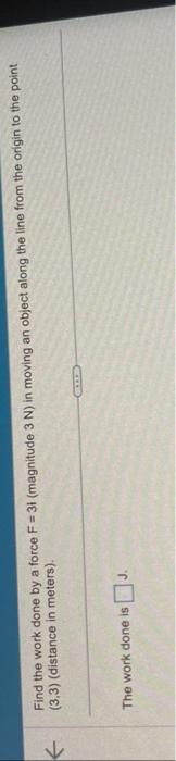 Solved Find the work done by a force F=3i (magnitude 3 N ) | Chegg.com