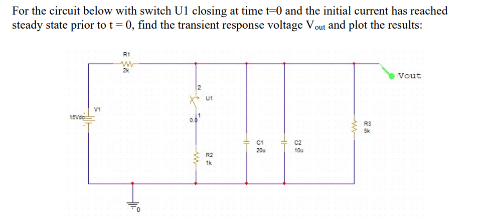 Solved For the circuit below with switch U1 ﻿closing at time | Chegg.com