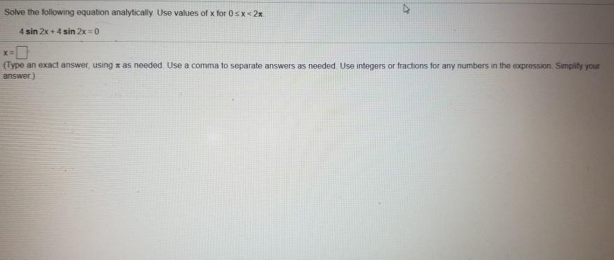 Solved Solve the following equation analytically Use values | Chegg.com