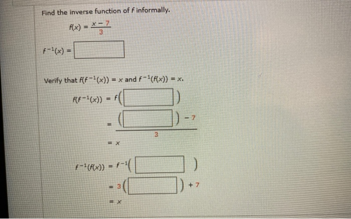 Solved Find the inverse function of f informally. Rx) = *3? | Chegg.com