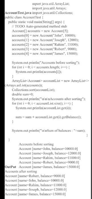 Solved Account.java public class Account implements | Chegg.com