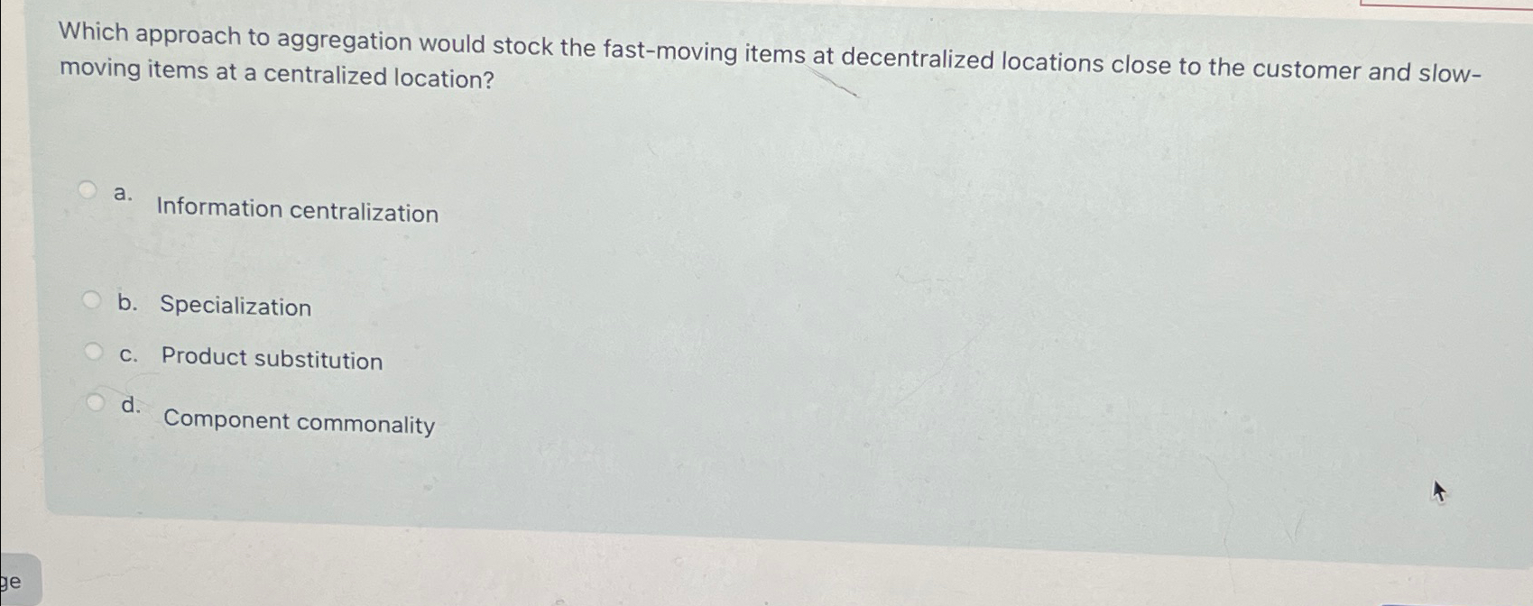 Solved Which approach to aggregation would stock the | Chegg.com