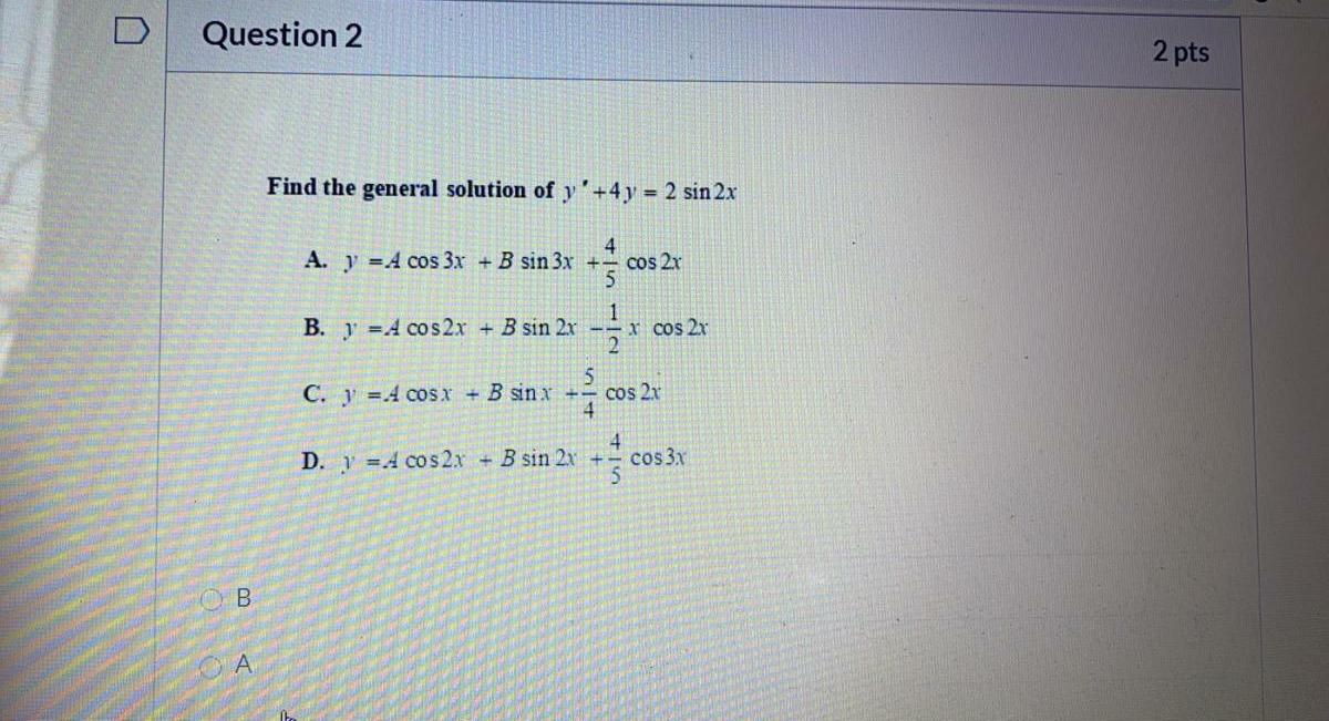 Solved Question 4 Consider The Second Order Linear Equation