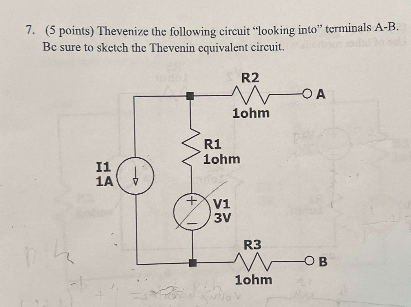 Solved (5 ﻿points) ﻿Thevenize the following circuit "looking | Chegg.com