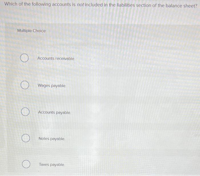 Solved Which of the following accounts is not included in | Chegg.com