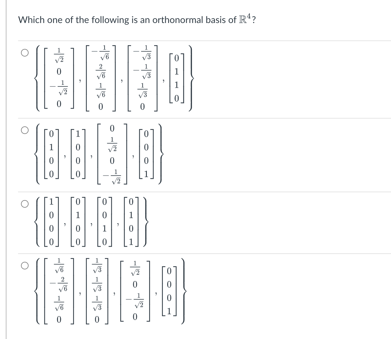 Solved Which one of the following is an orthonormal basis of | Chegg.com