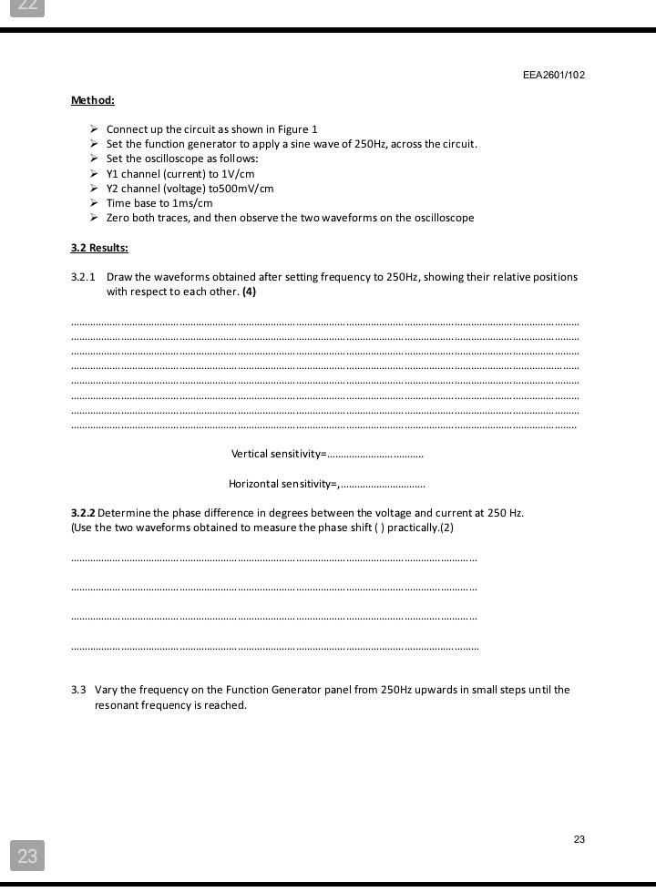 Solved EEA2601/102 Experiment 03 Objective: To investigate | Chegg.com