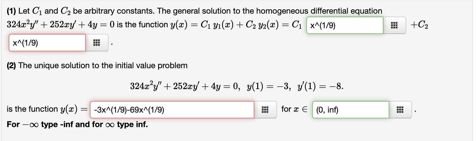Solved (1) ﻿Let C1 ﻿and C2 ﻿be arbitrary constants. The | Chegg.com