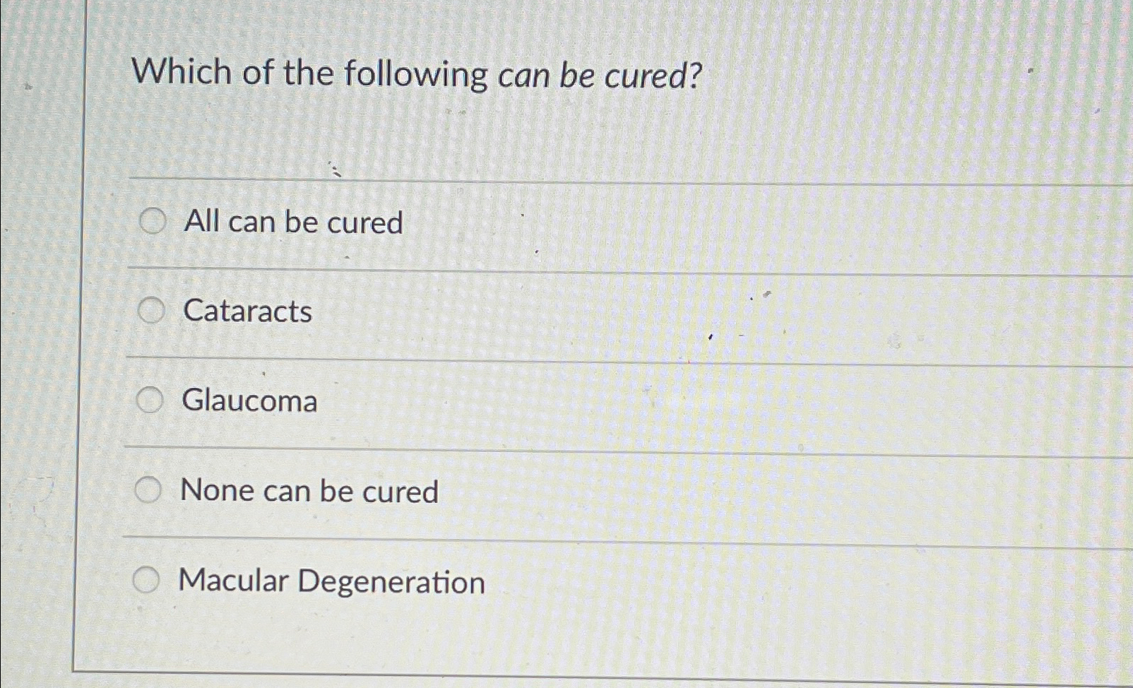 Solved Which of the following can be cured?All can be | Chegg.com
