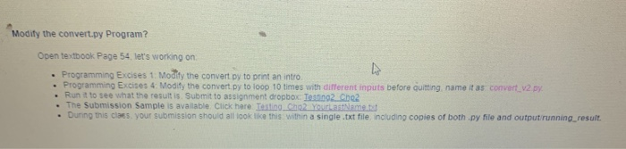Solved Modify the convert.py Program? Open textbook Page 54. | Chegg.com