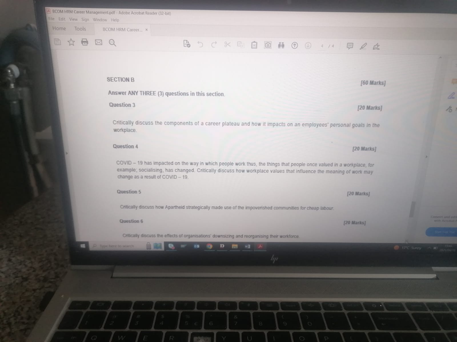 Solved SECTION B Identify the possible psychological effects | Chegg.com