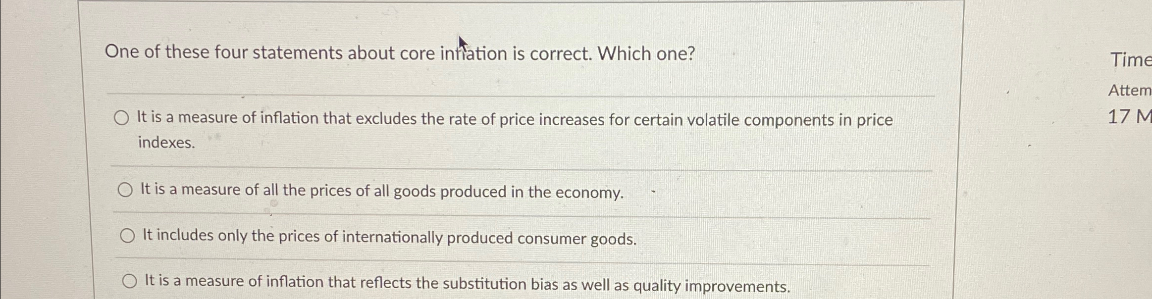 Solved One of these four statements about core intation is | Chegg.com