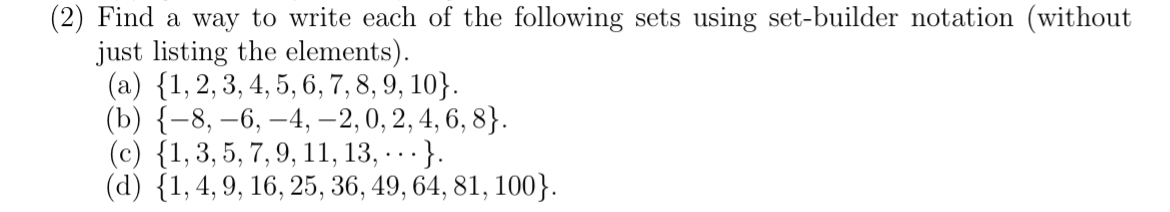 Solved (2) ﻿Find a way to write each of the following sets | Chegg.com