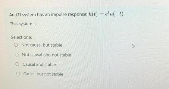 Solved An LTI system has an impulse response: \\( h(t)=e^{t} | Chegg.com