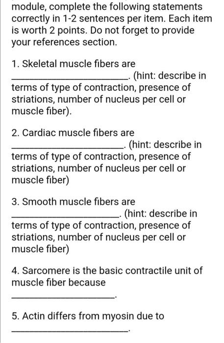 Solved module, complete the following statements correctly | Chegg.com