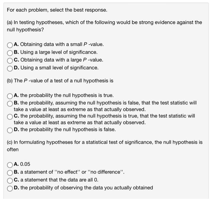 Solved For each problem, select the best response. (a) In | Chegg.com