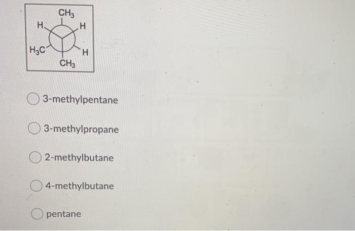 Solved CH, H H. H3C H CH3 3-methylpentane 3-methylpropane | Chegg.com
