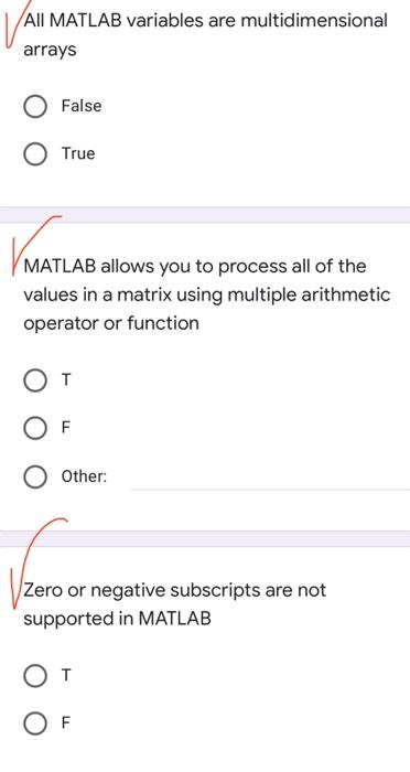 Solved All MATLAB variables are multidimensional arrays | Chegg.com