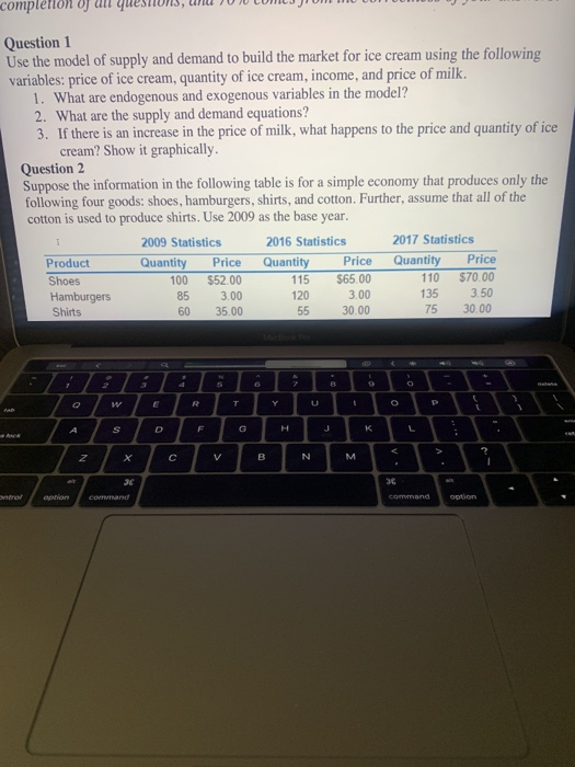 Solved completion OJ Question 1 Use the model of supply and | Chegg.com