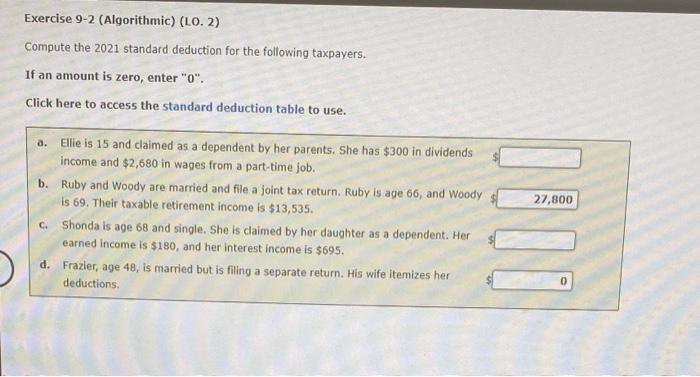 Solved Exercise 9-2 (Algorithmic) (LO. 2) Compute the 2021 | Chegg.com